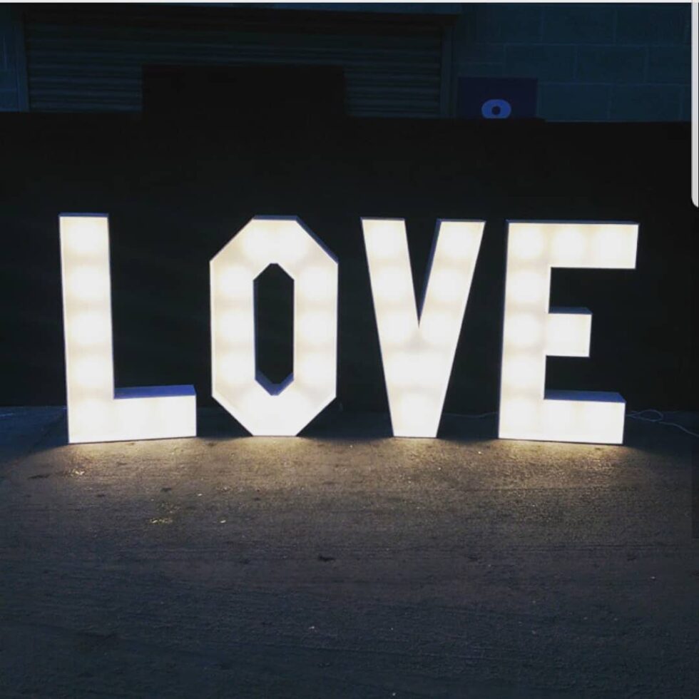 White Light Up Love Letters - Jemstone Events